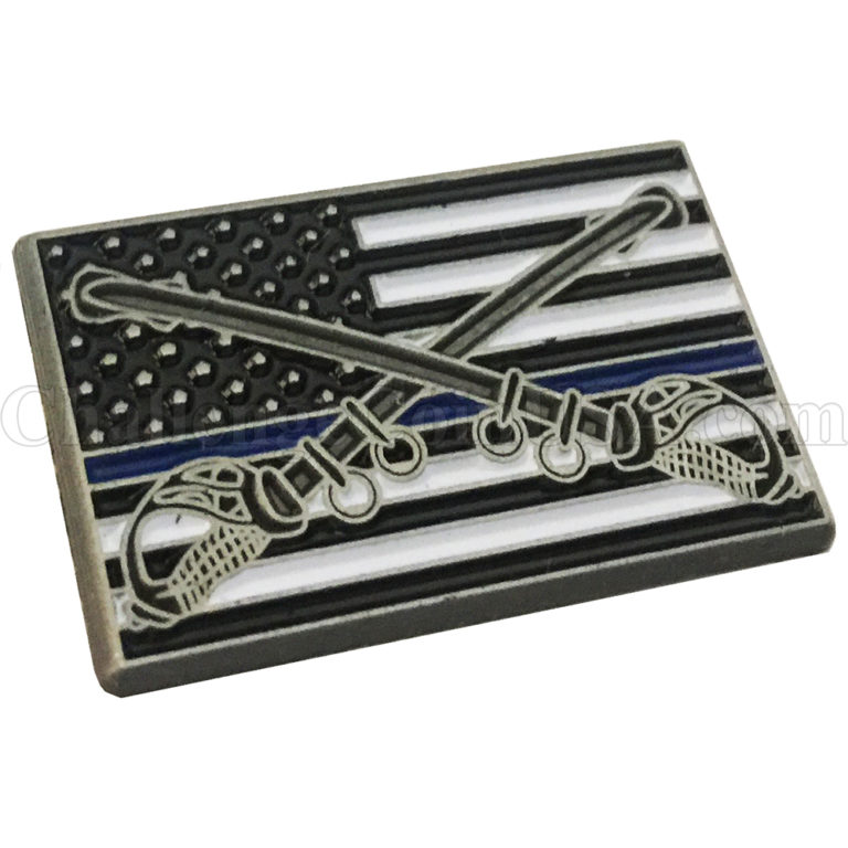 ChallengeCoinUSA Thin Blue Line Mounted Flag Lapel Pin
