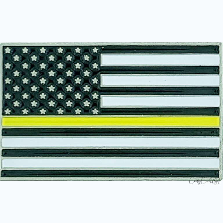 ChallengeCoinUSA Thin Yellow Line Flag Lapel Pin with two butterfly ...